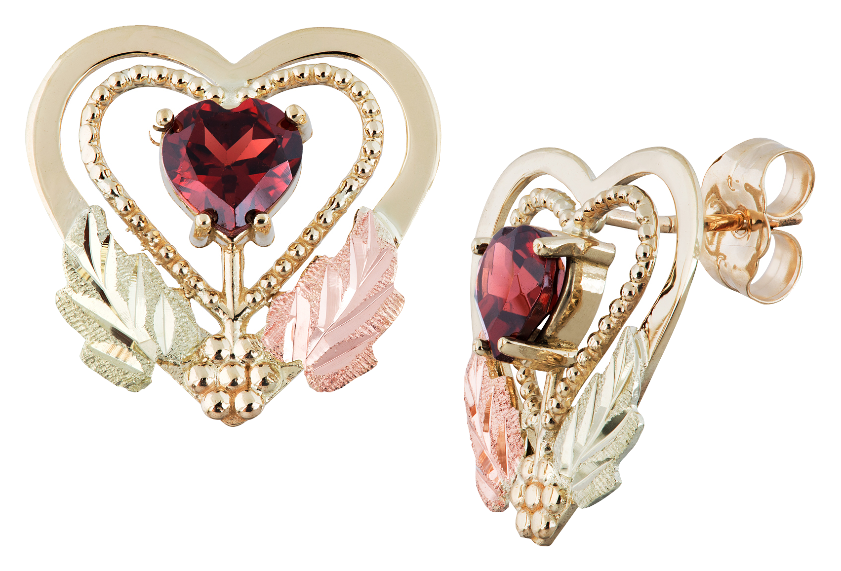 TR Jewelry Concepts Fast Track Black Hills Gold Garnet Heart Post ...